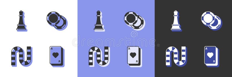 Set Playing Cards, Chess, Board Game and Casino Chips Icon. Vector ...