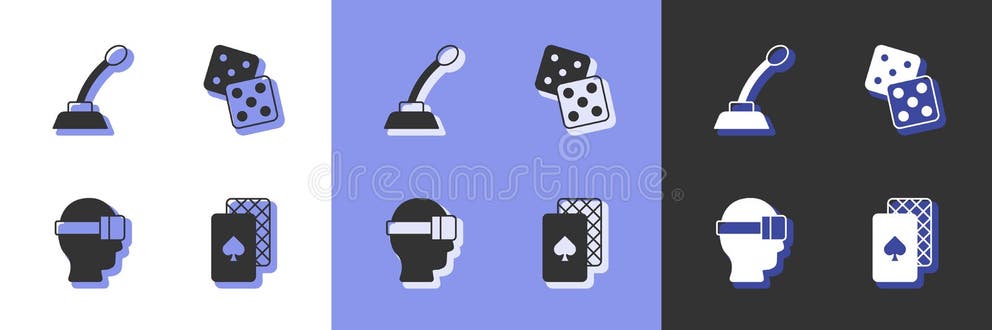 Set Playing Cards, Microphone, Virtual Reality Glasses and Game Dice ...
