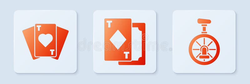 Set Playing Cards, Playing Cards and Unicycle or One Wheel Bicycle ...