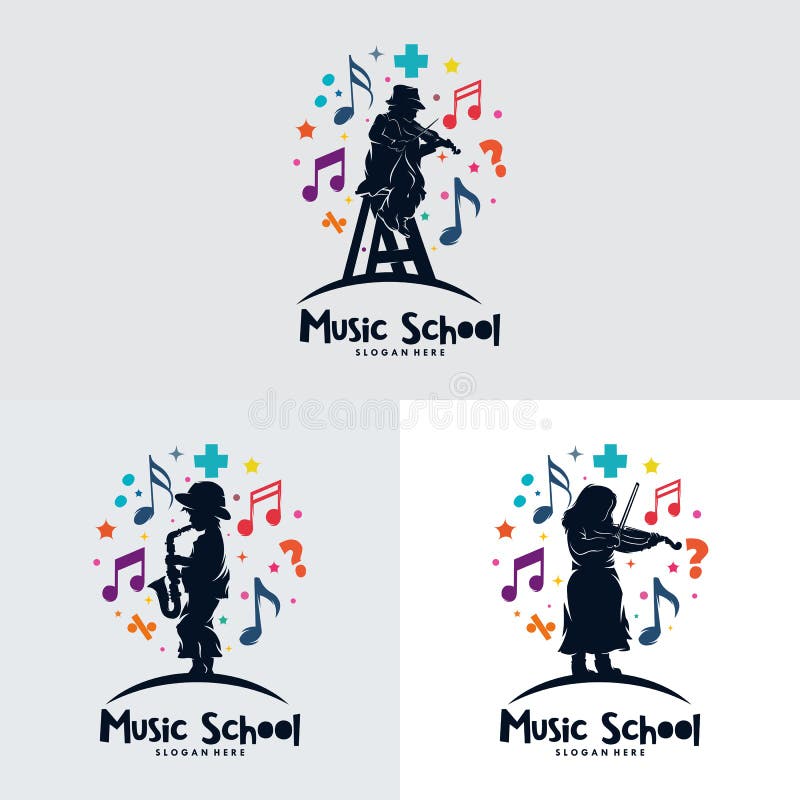 Set of Playing and Learning Music Logo Design Stock Vector ...