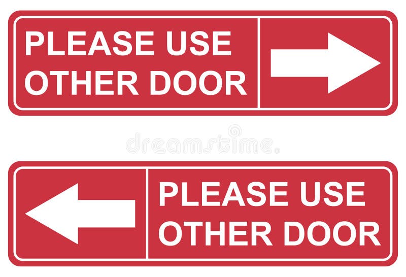 Set of Please Use Other Door Graphic Icon, Information Label, Notice ...