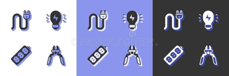 Set Pliers Tool, Electric Plug, Extension and Creative Lamp Light Idea ...