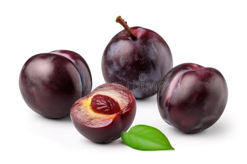 Set Plum Isolated on White, Created with Generative AI Technology Stock ...