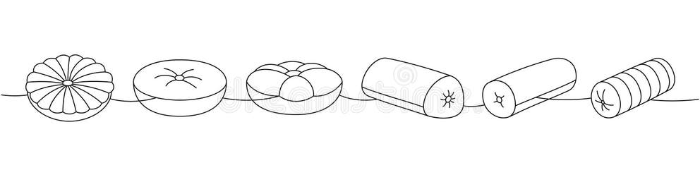 Set of Plump Pillows One Line Continuous Drawing. Fluffy Pillows for ...