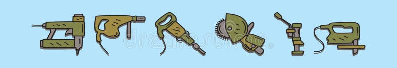 Set of Pneumatic Cartoon Icon Design Template with Various Models ...