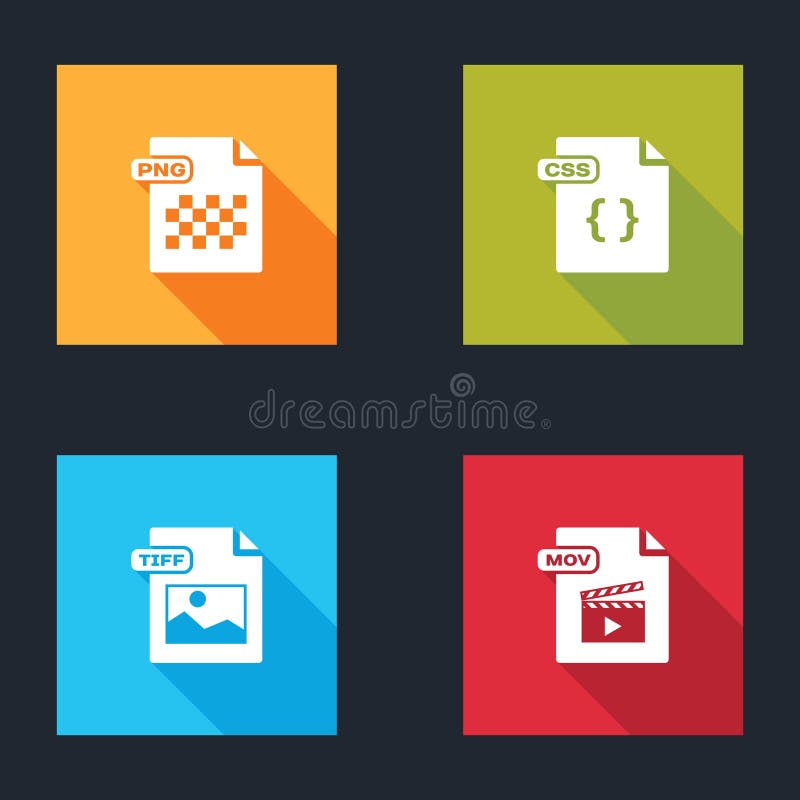 Set PNG File Document, CSS, TIFF and MOV Icon. Vector Stock Vector ... Set PNG File Document, CSS, TIFF and MOV Icon. Vector Stock Vector ...