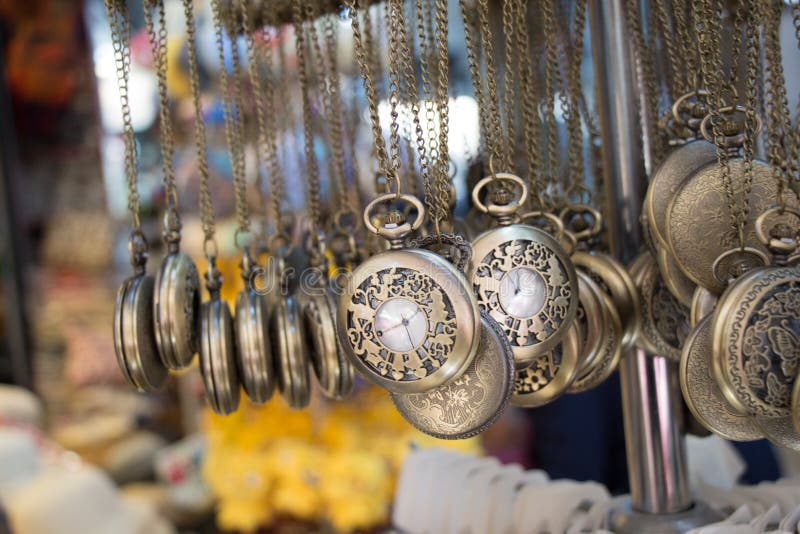 Set of Pocket Watches Hanging Stock Photo - Image of clocks, classic ...