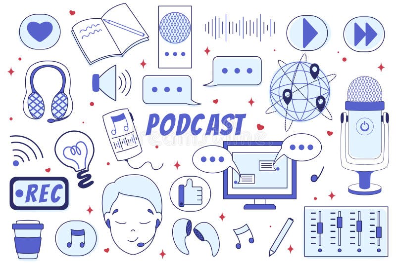 Set of podcast icons stock vector. Illustration of entertainment ...