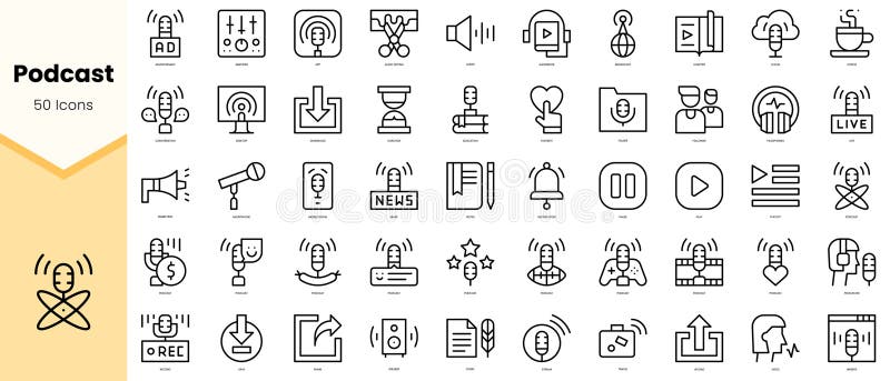 Set of Podcast Icons. Simple Line Art Style Icons Pack Stock Vector ...