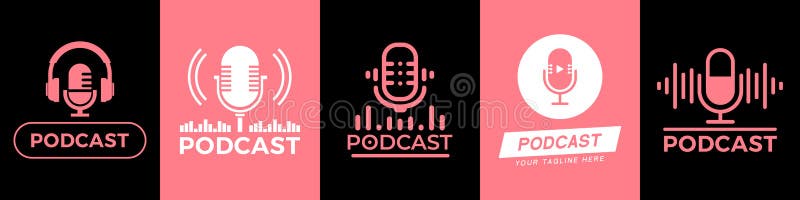 Set of Podcast Logo Design. Podcast Icon Collection Stock Vector ...