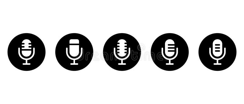 Set of Podcast, Microphone Logo Icon Vector. Mic, Voice Recorder ...