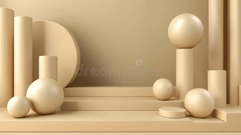 Set Podium in Beige Abstract Minimalistic Geometry, Space Filled with ...