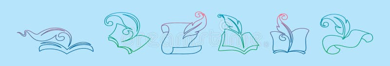 Set of Poem and Writing Cartoon Icon Design Template with Various ...