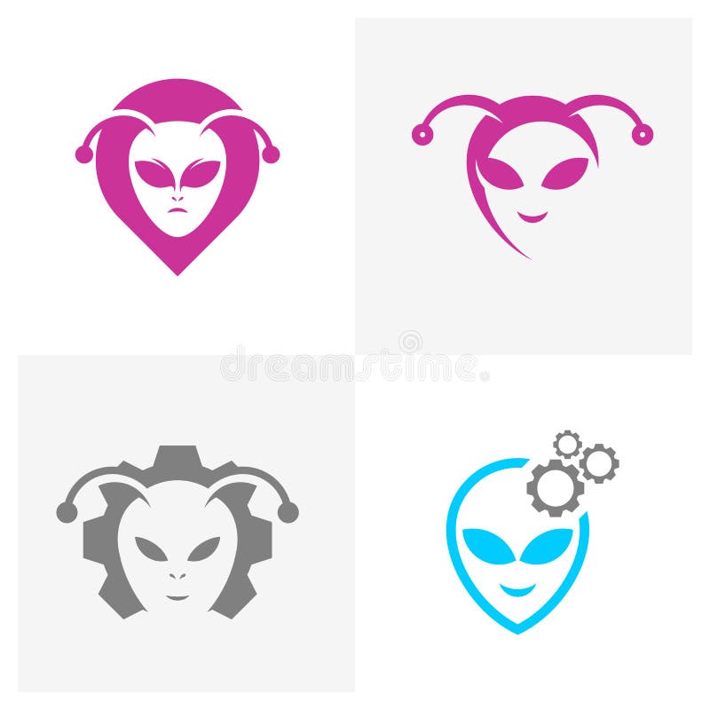 Set of Point Alien Logo Design Vector Illustration, Alien Design ...