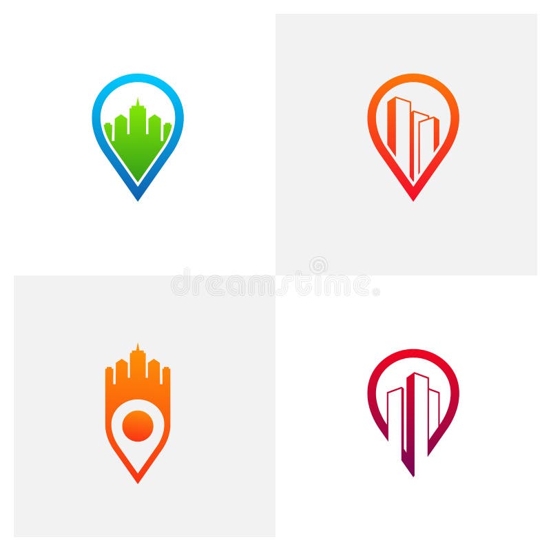 Set of Point City Logo Vector Template, Creative Building Logo Design ...