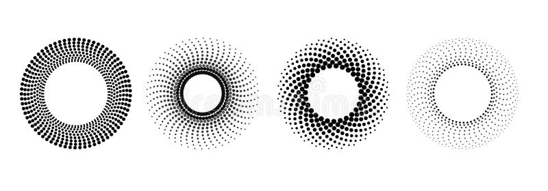 Set of Point Concentric Shapes. Circular Halftone Elements Stock Vector ...