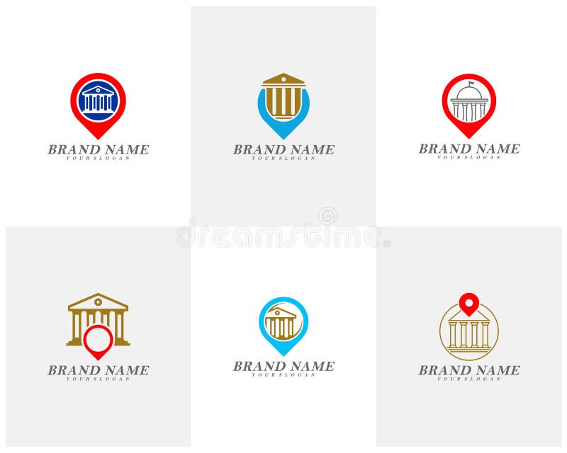 Set of Point Government Building Logo Template Vector, Icon Symbol ...