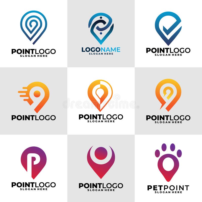 Set of Point Logo Design Vector Stock Vector - Illustration of flat ...