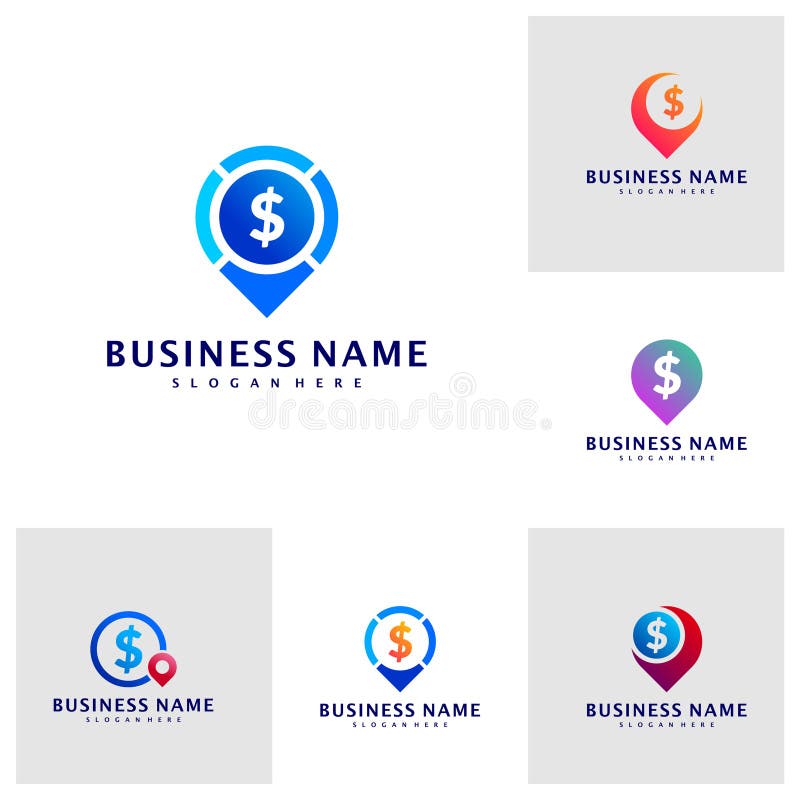 Set of Point Money Logo Design Concept Vector. Point Coin Logo Template ...