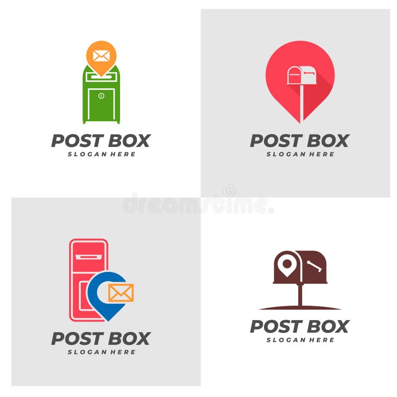Set of Point Post Box Logo Vector Template, Creative Post Box Logo ...