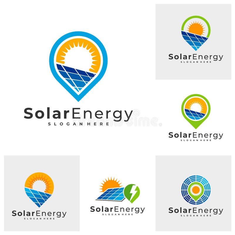 Set of Point Solar Logo Vector Template, Creative Solar Panel Energy ...