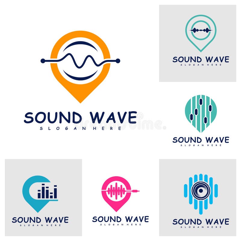 Set of Point with Sound Wave Logo Design Concept Vector. Sound Wave ...