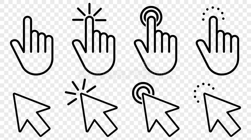 Pointer Click Icons. Arrows and Hands Cursors Tools. Vector Website Search Symbols Stock Vector ...