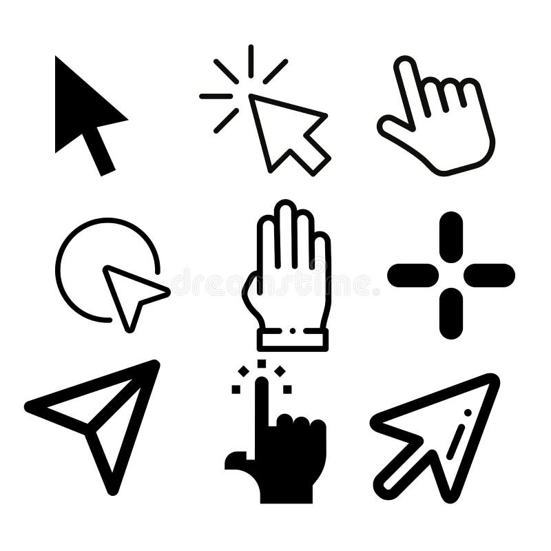 Set of Pointer Click Icons. Stock Vector - Illustration of font ...