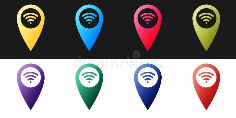 Pointer Map with Wifi Internet Signal Connection Icon Seamless Pattern ...