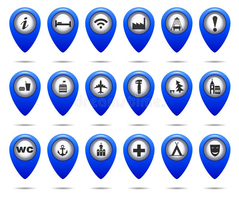 Travel and Destination Map in City Object Icon Set. Contains the ...