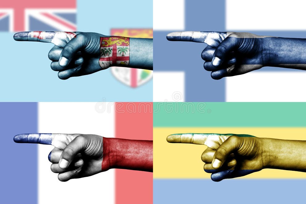 Set of Pointing Finger in National Flags Stock Image - Image of ...