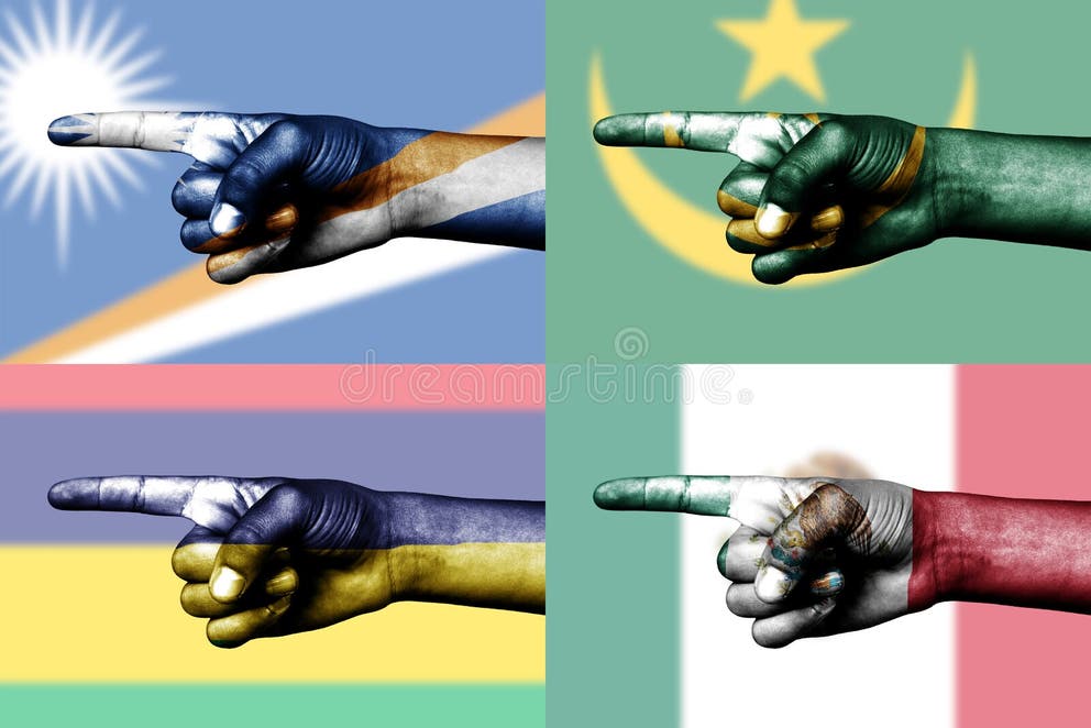 Set of Pointing Finger in National Flags Stock Image - Image of flag ...