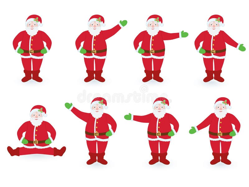 Set of Pointing Santa Clauses Stock Illustration - Illustration of ...