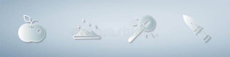 Set Poison Apple, Magic Powder, Wand and Dagger. Paper Art Style ...