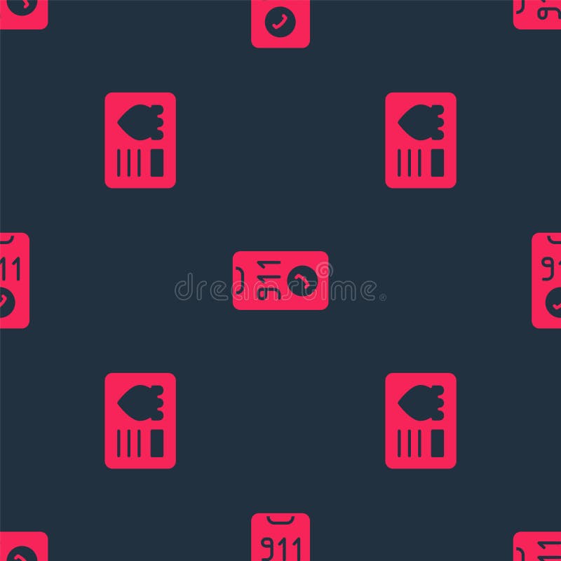 Set Police Badge with Id Case and Telephone Call 911 on Seamless ...