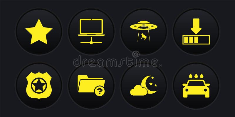Set Police Badge, Loading, Unknown Directory, Cloud with Moon and Stars ... Set Police Badge, Loading, Unknown Directory, Cloud with Moon and Stars ...