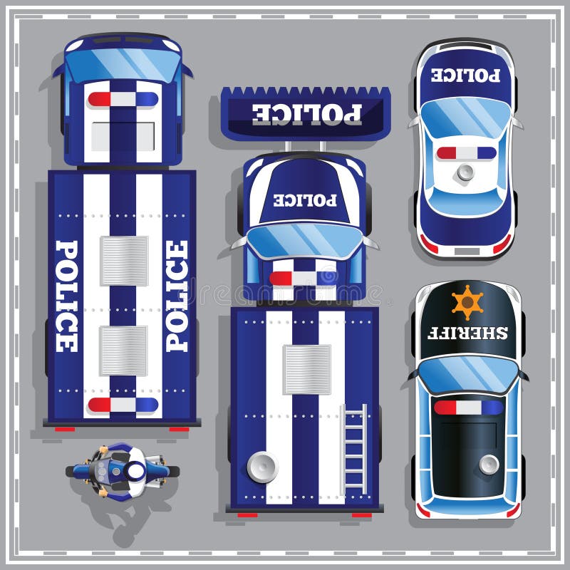 A set of police cars. stock vector. Illustration of protection - 236126550
