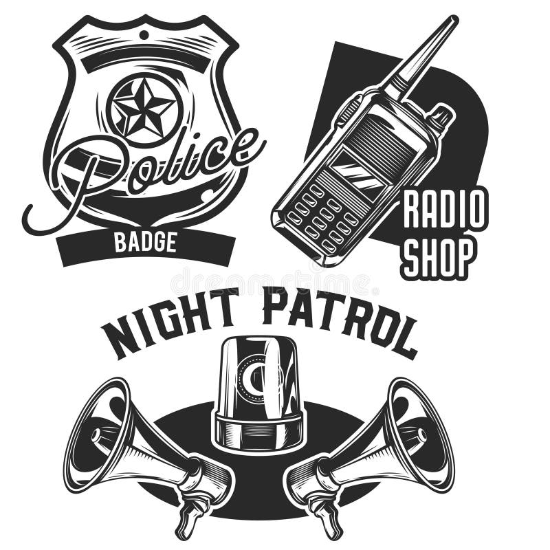 Set of Police Emblems, Labels, Badges, Logos. Isolated on White Stock ...