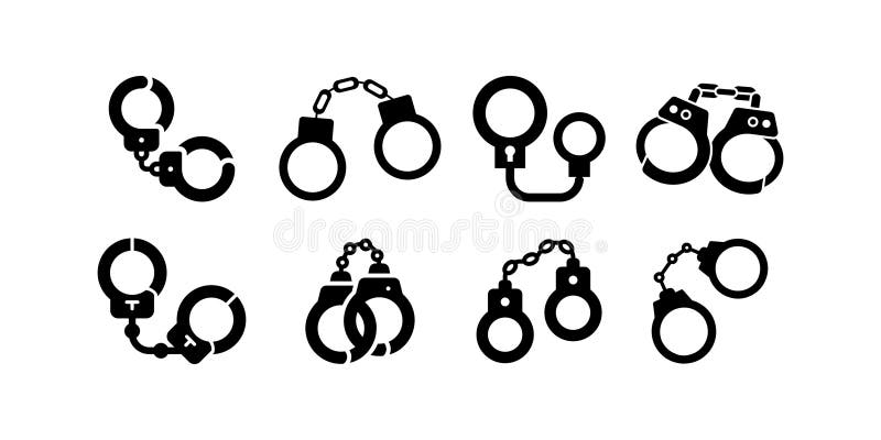 Set of Police Handcuffs Logo Icon Vector. Illustration of Vector ...