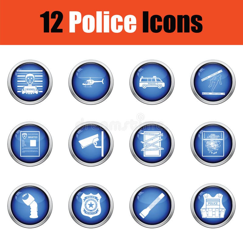 Set of police icons. stock vector. Illustration of shield - 77160581
