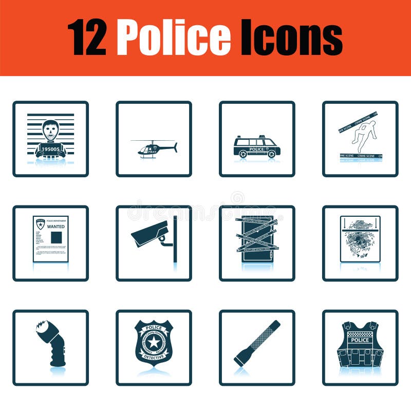 Set of police icons stock vector. Illustration of graphic - 75613169