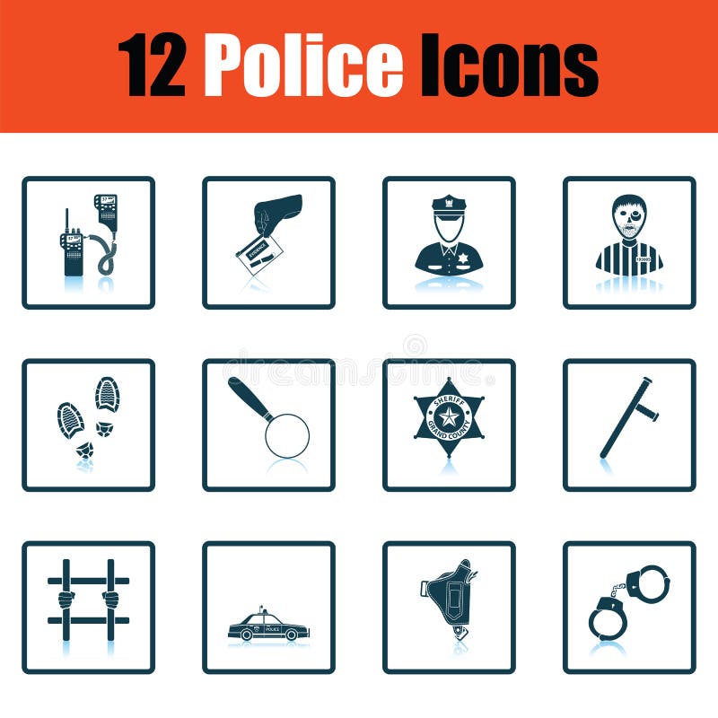Set of police icons stock vector. Illustration of sheriff - 69739883