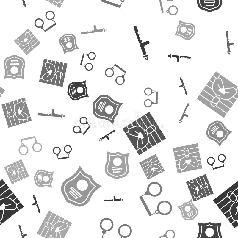 Set Police Rubber Baton, Handcuffs, Suspect Criminal and Police Badge ...