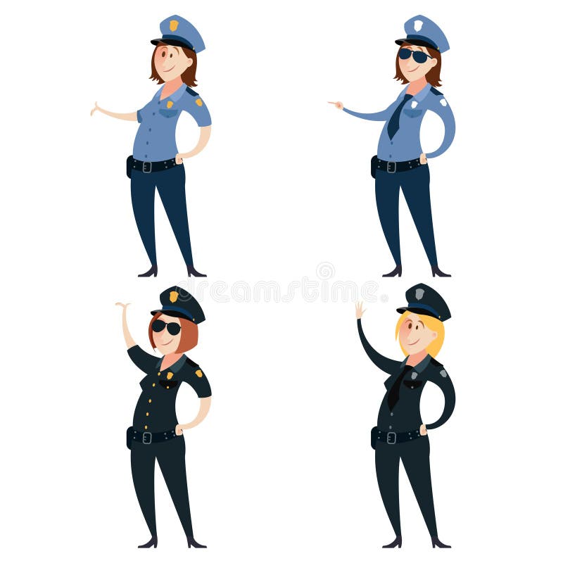 Set of police women stock vector. Illustration of officer - 66354652