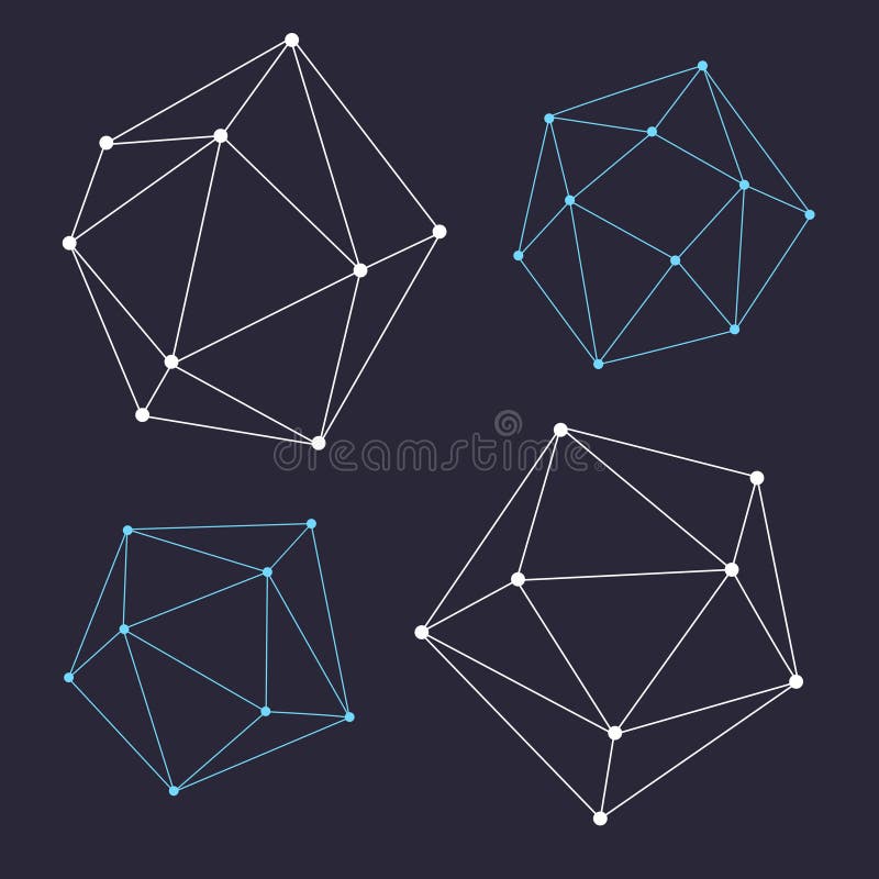 Set of Polygon Frames. 3d Linear Polyhedron Stock Illustration ...