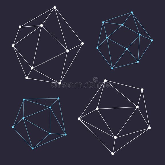 Set of Polygon Frames. 3d Linear Polyhedron Stock Illustration ...