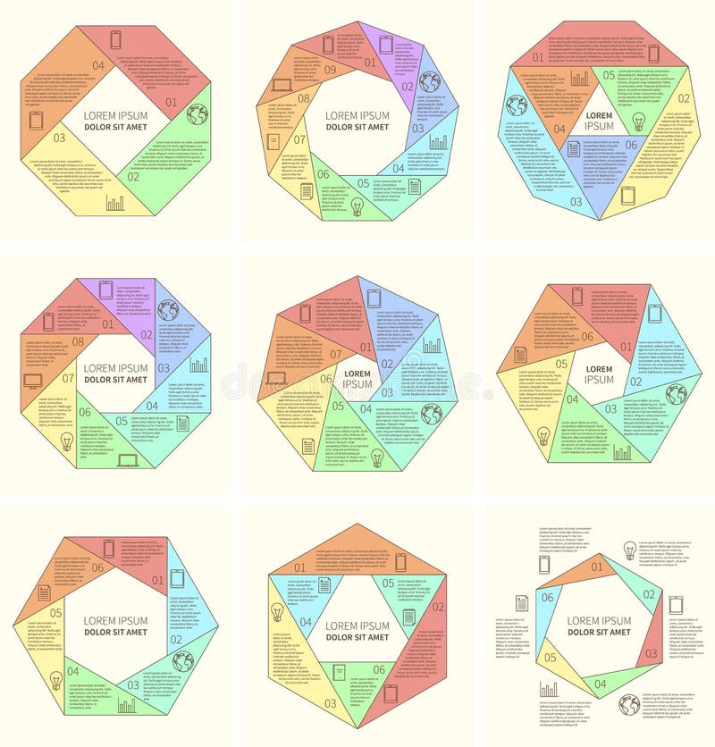 Set of Polygonal Infographic Diagram Stock Vector - Illustration of ...