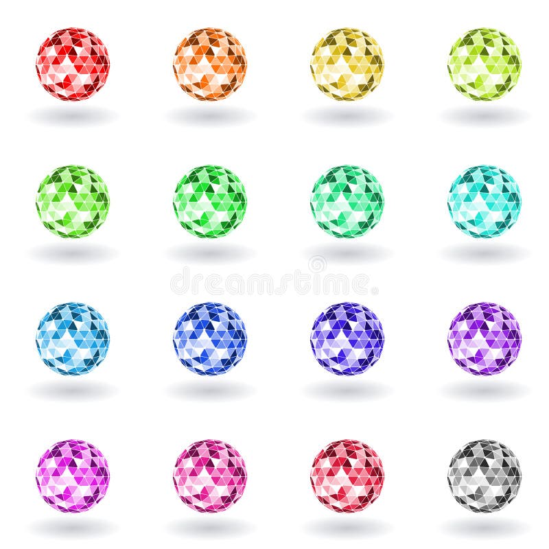 Set Polygonal Spheres of Different Colors. Stock Vector - Illustration ...