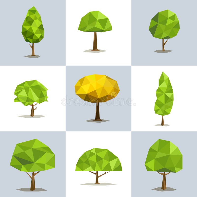 Set Polygonal Trees with Different Crowns Stock Vector - Illustration ...