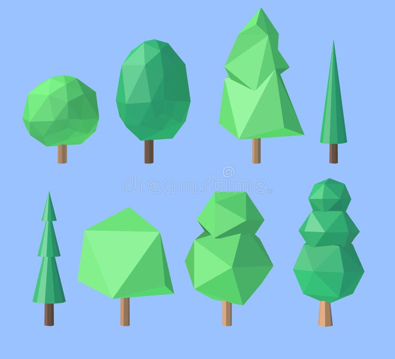 Set Polygonal Trees with Different Crowns Stock Vector - Illustration ...